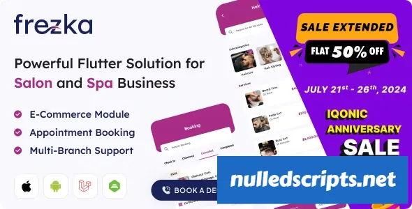 Nulled Script - Frezka - All-in-one Salon & Spa Business Solution in Flutter + Laravel - v3.3.2
