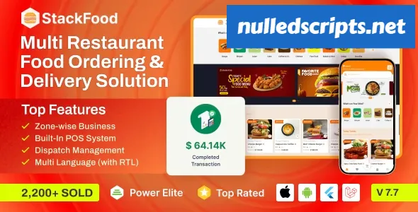 Nulled Script - StackFood - Multi Restaurant Food Delivery App with Laravel Admin and Restaurant ...